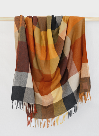 Heritage 100% Lambswool Throw Blanket - Maple Check | Eath